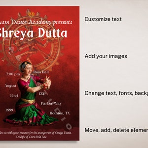 Arangetram Invitation Template,arangetram Evite,indian Classical Dance ...