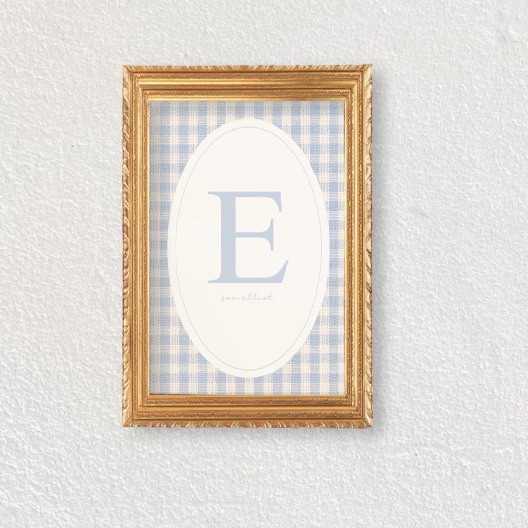 Blue Gingham Letter Wall Art | Personalized Nursery Wall Decor ...