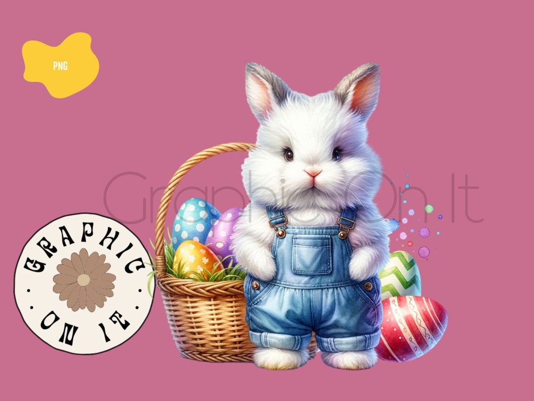 Easter Bunny in Overalls Clipart, Easter Clipart, Easter Graphics ...