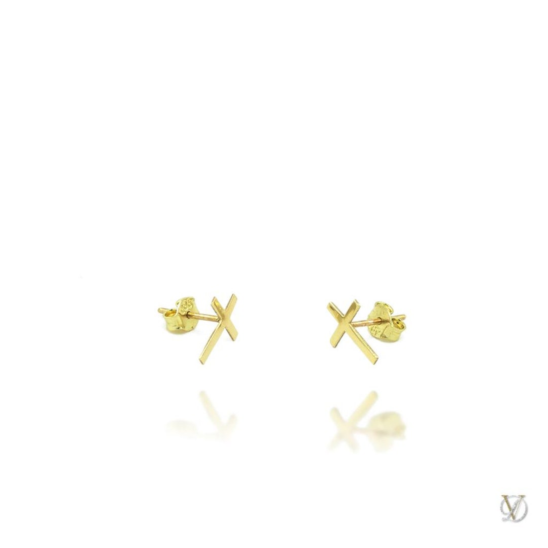 Cross Earrings in 14k Solid Gold Cross Shaped Hoop Earrings, 14K Gold ...