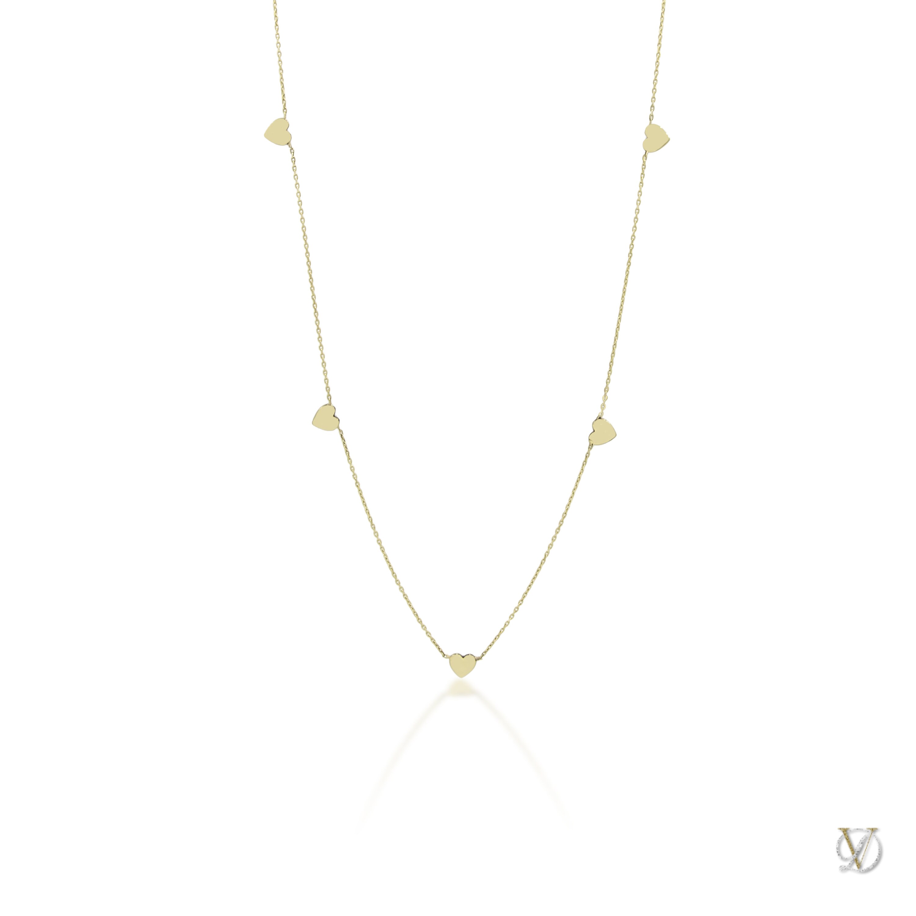 Multi-heart Necklace in 14k Solid Gold Double Heart Family Necklace ...