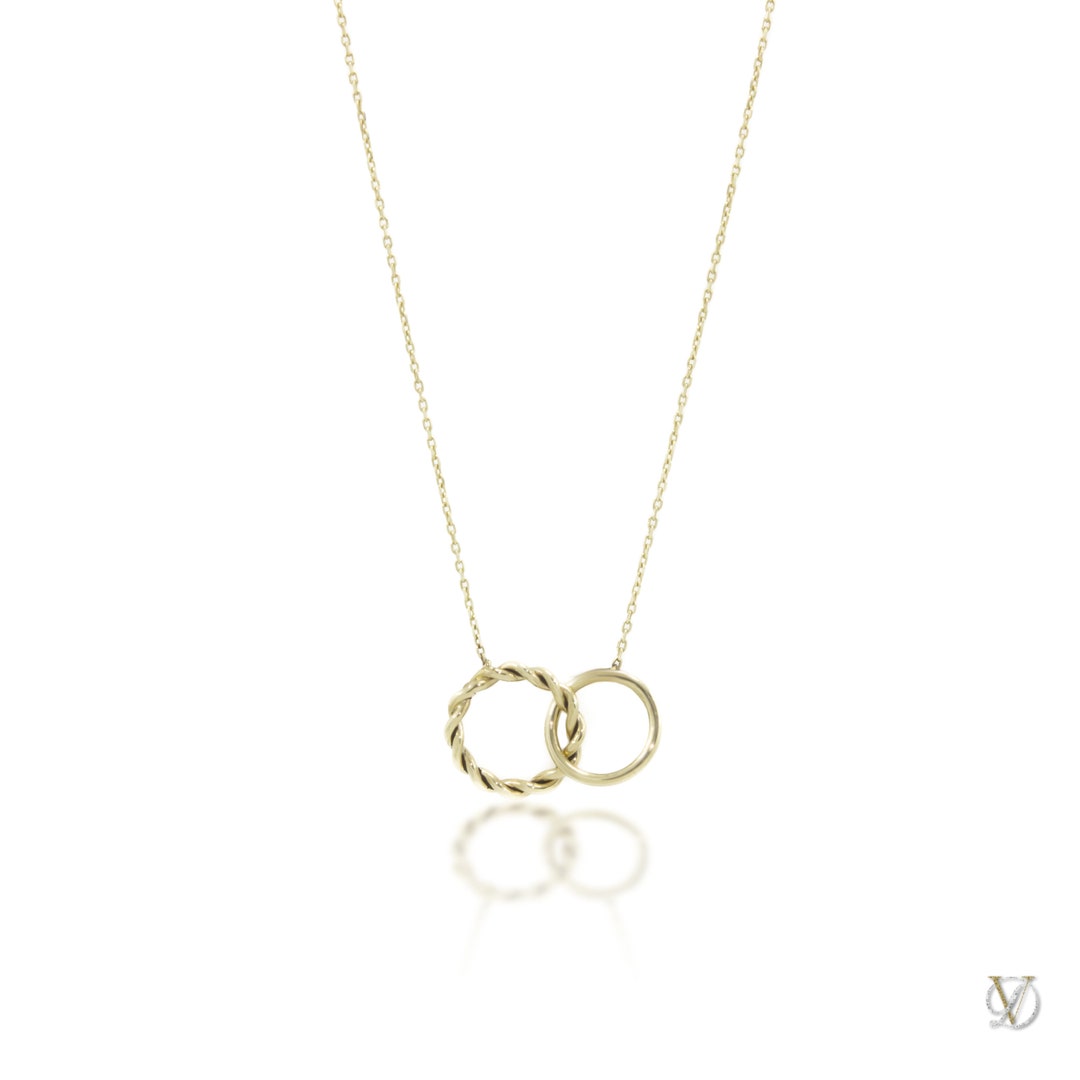Interconnected Rings Necklace in 14k, 18k Solid Gold Necklace ...