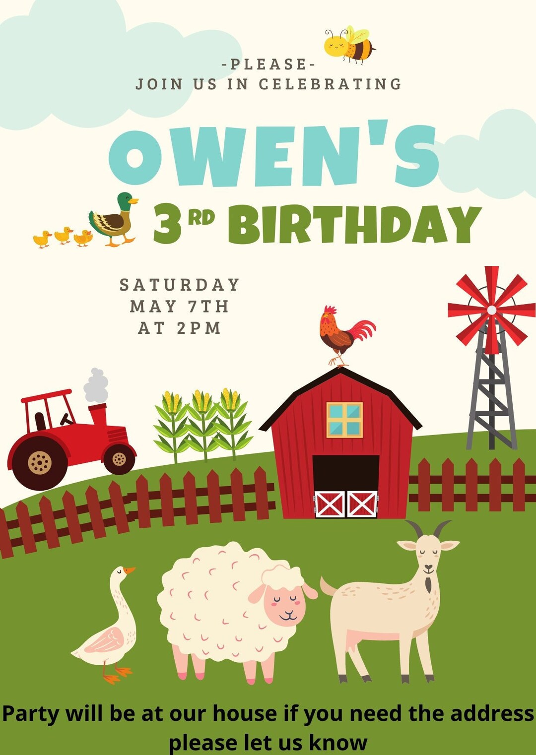Farm Themed Birthday Invitation Digital Download - Etsy