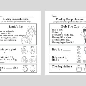 Reading Comprehension Printable Worksheet Kindergarten First Grade PDF ...