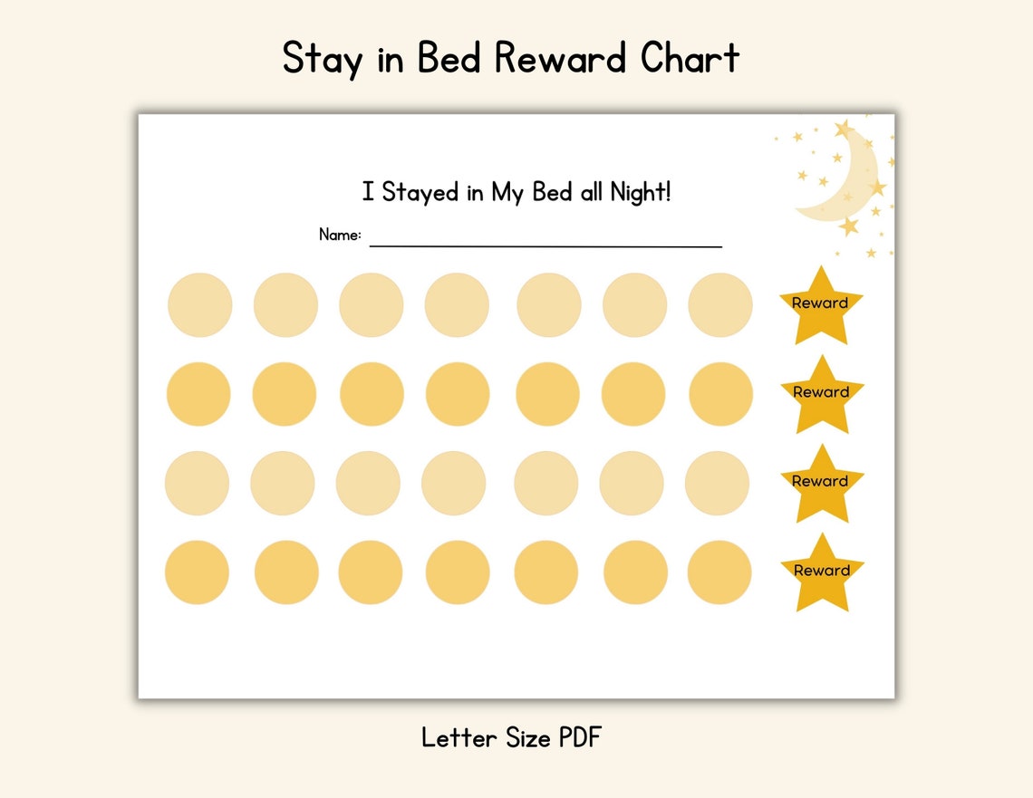 Stay in Bed Reward Chart - Nighttime Sticker Kids Prize Chart - Kids ...