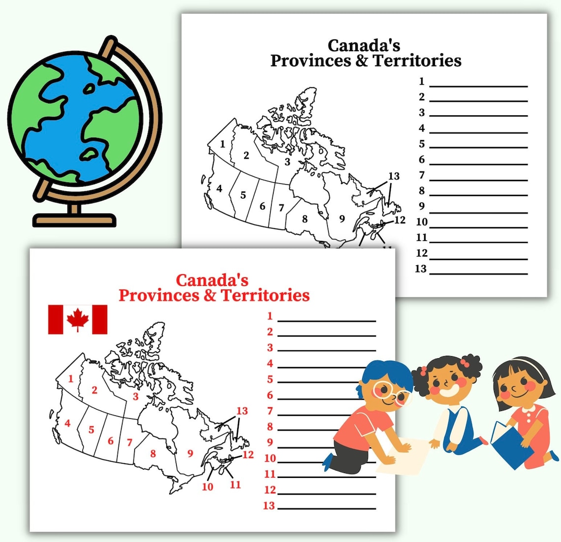 Canada Geography Worksheet, Learn the Provinces and Territories ...
