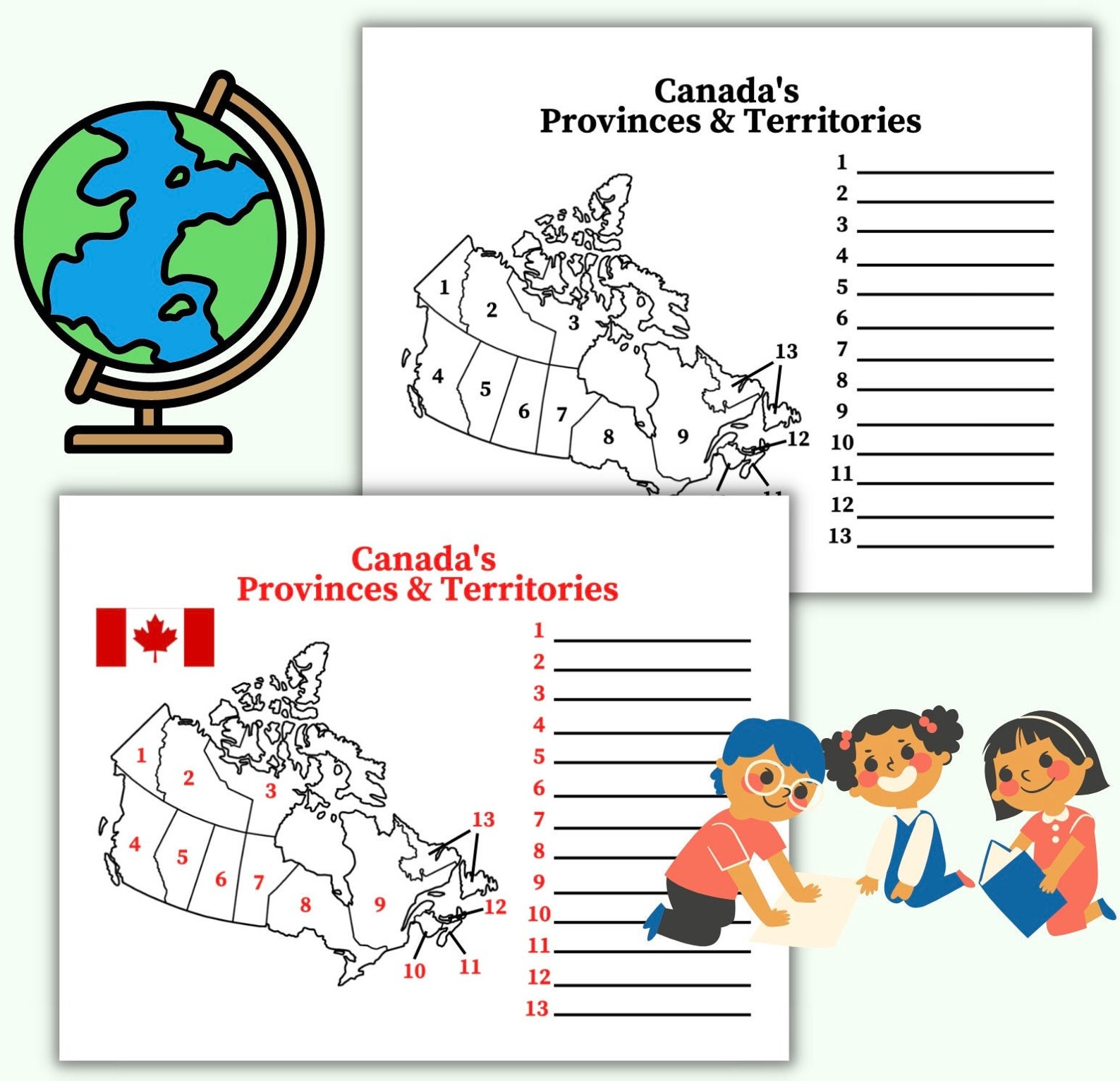Canada Geography Worksheet, Learn the Provinces and Territories ...