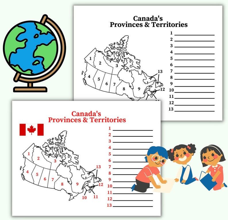 Canada Geography Worksheet, Learn the Provinces and Territories ...