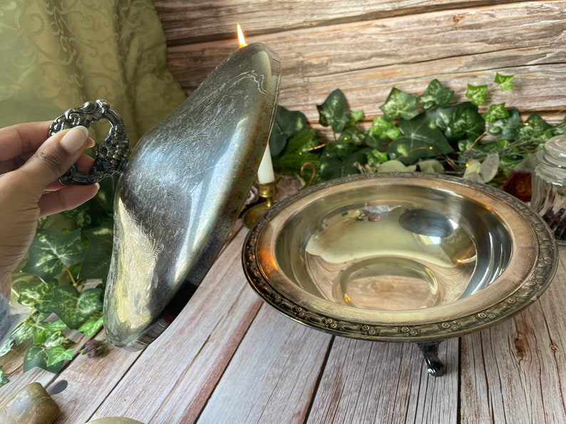 Vintage Silver Cauldron With Claw Feet and Lid. Food Safe Ornate ...