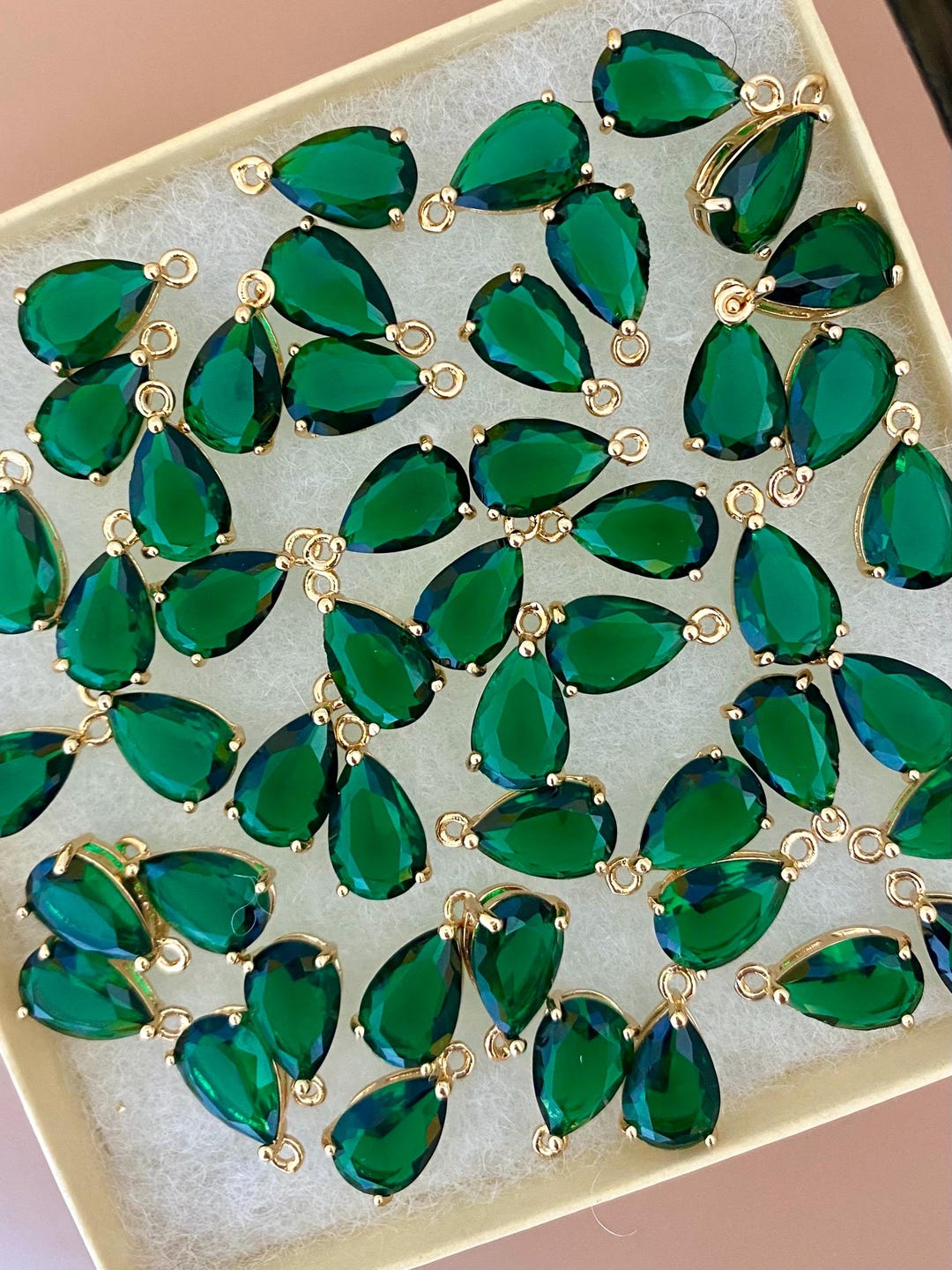 Green Tear Drop | Green Glass Tear Drop Pendant Lot - Etsy