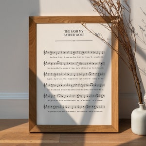 The Sash My Father Wore, Printable Wall Art, Print, Sheet Music, Music ...