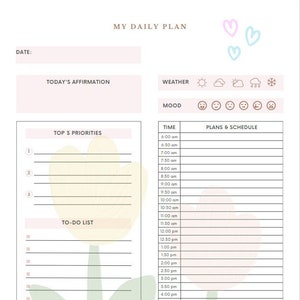 Cute Daily Planner Printable to Do List | Minimalist | Half Hour Time ...