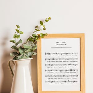 The Sash My Father Wore, Printable Wall Art, Print, Sheet Music, Music ...