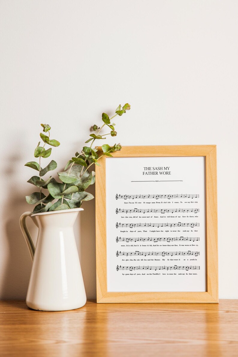 The Sash My Father Wore, Printable Wall Art, Print, Sheet Music, Music ...