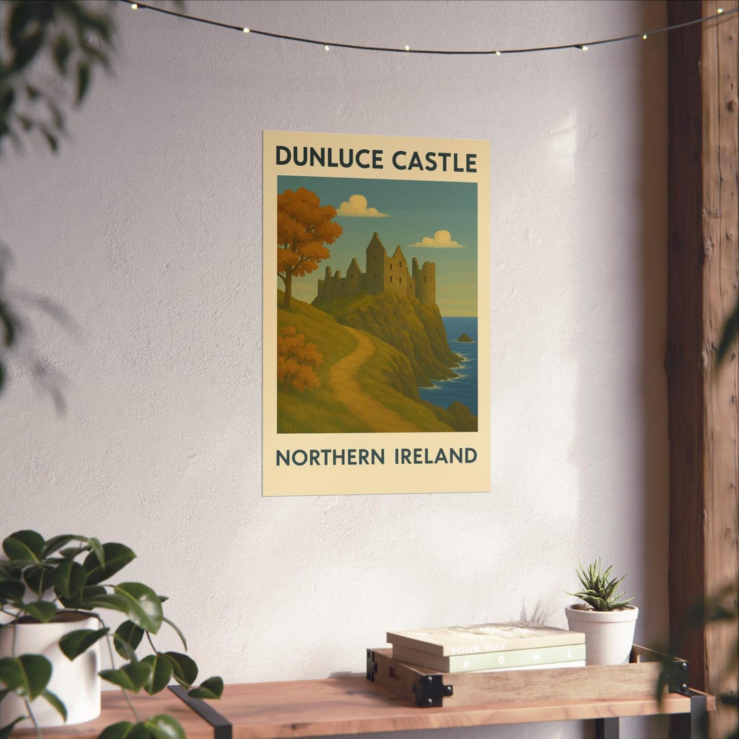 Vintage Travel Poster, Dunluce Castle, County Antrim, Northern Ireland ...