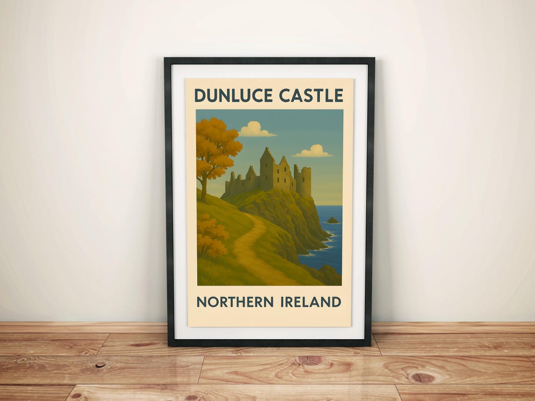 Vintage Travel Poster, Dunluce Castle, County Antrim, Northern Ireland ...