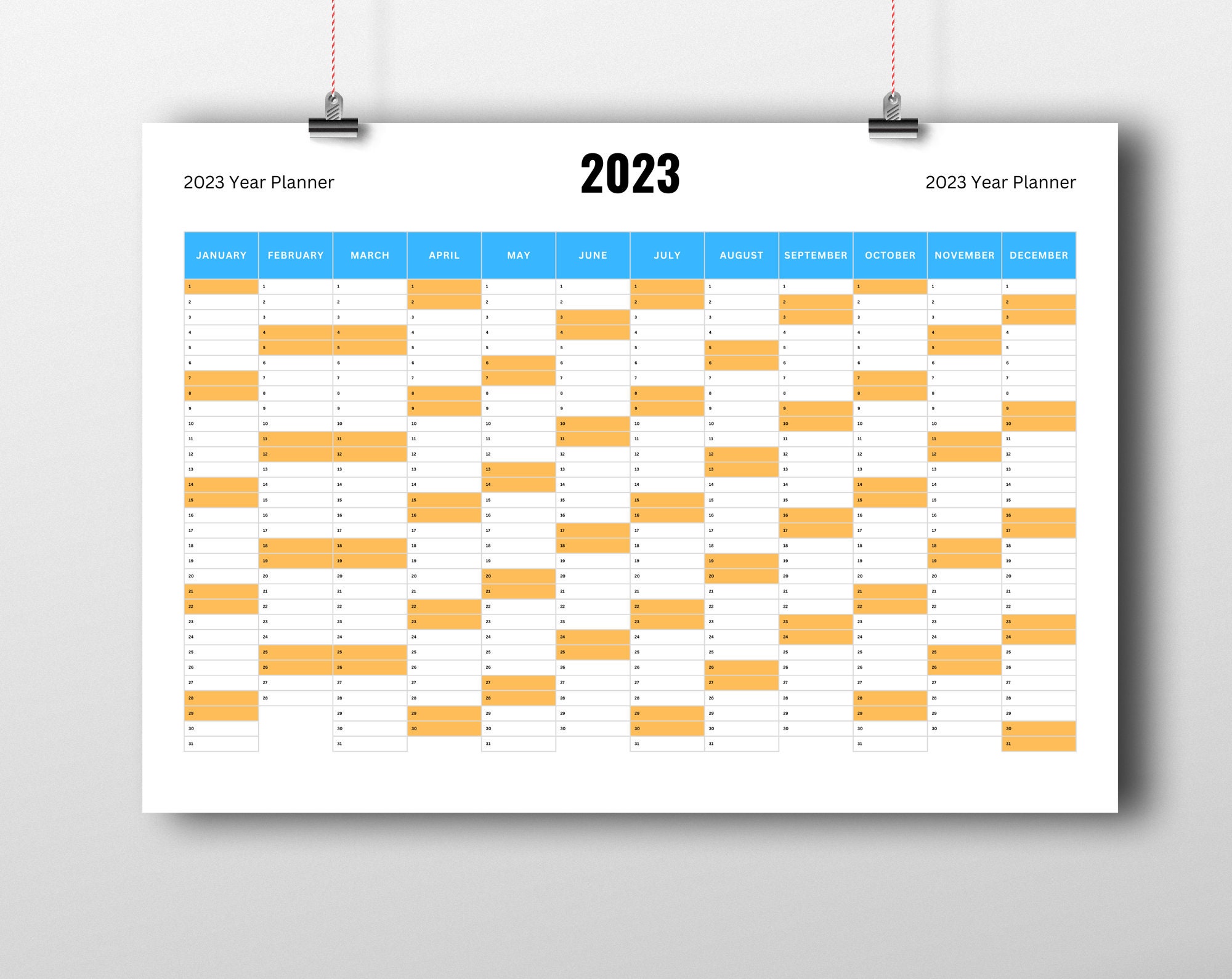 2023 Wall Planner A2 Size, Yearly Planner, Annual, Year to View ...