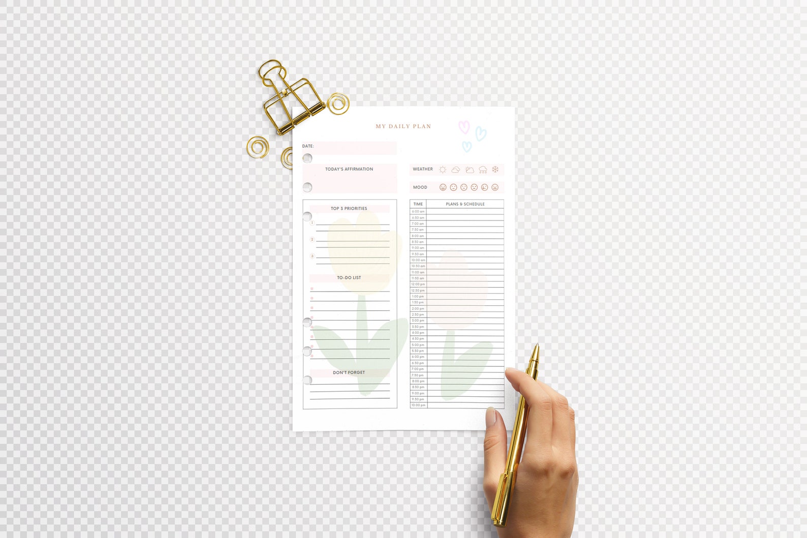 Cute Daily Planner Printable to Do List | Minimalist | Half Hour Time ...