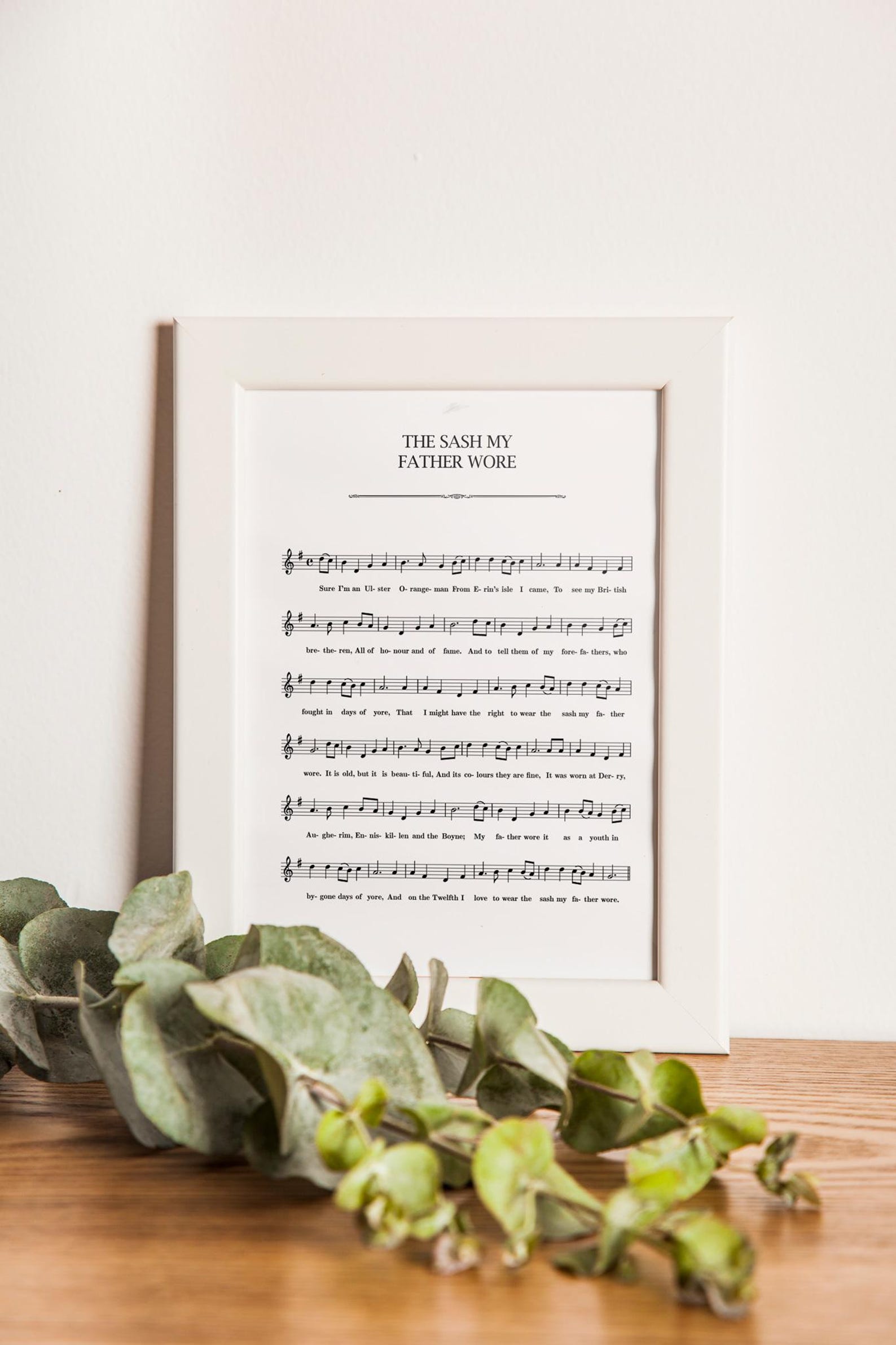 The Sash My Father Wore, Printable Wall Art, Print, Sheet Music, Music ...