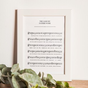The Sash My Father Wore, Printable Wall Art, Print, Sheet Music, Music ...