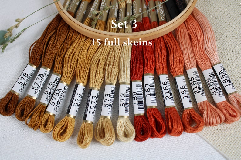 FALL Colors COSMO Embroidery Floss Bundles / Cosmo Thread Set Needles ...