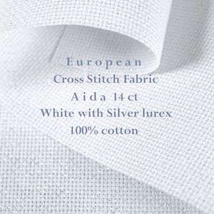 Zele Nava Silver Glitter Aida Fabric 14 Ct Silver Sparkle Aida Cloth ...