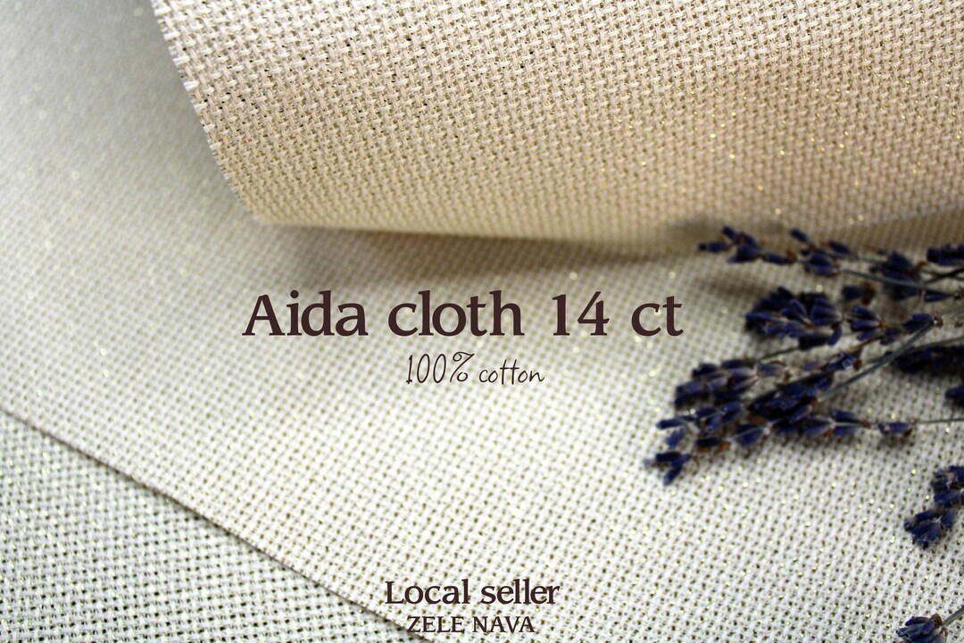 AIDA Cloth 14 Ct / Glitter Aida, Sparkly Aida / Gold Cross Stitch Cloth ...