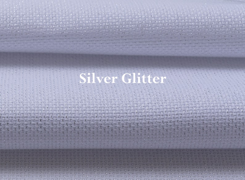 Zele Nava / 100% Cotton Sparkle Aida Fabric 14 Count / Gold and Silver ...