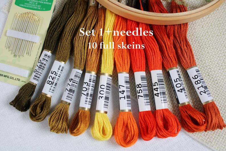 FALL Colors COSMO Embroidery Floss Bundles / Cosmo Thread Set Needles ...