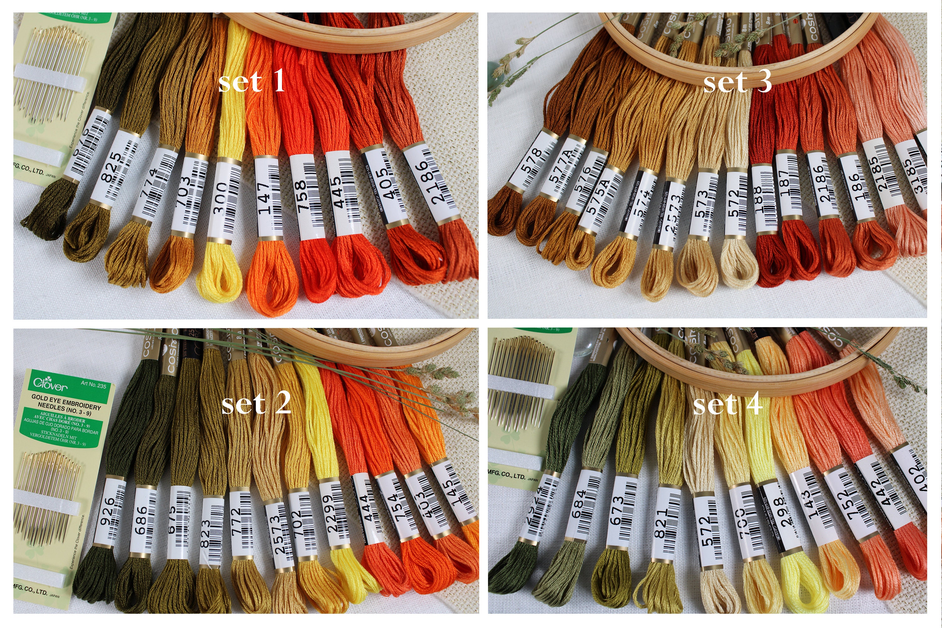 FALL Colors COSMO Embroidery Floss Bundles / Cosmo Thread Set Needles ...