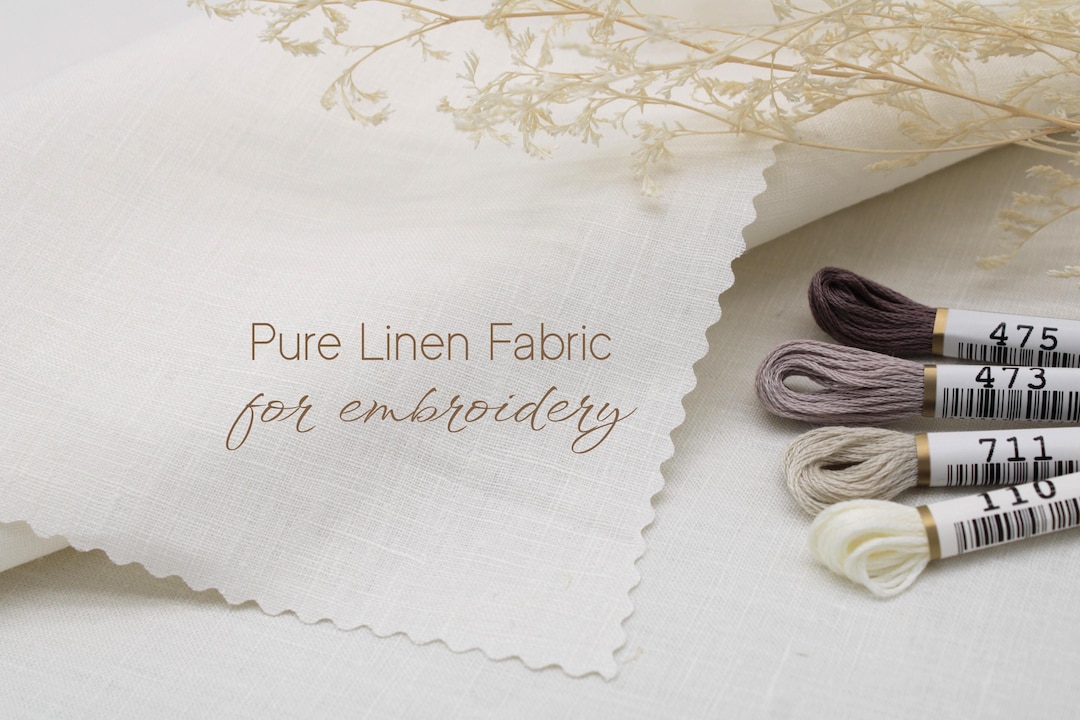 Linen Fabric for Embroidery - off White Linen Embroidery Fabric by Half ...