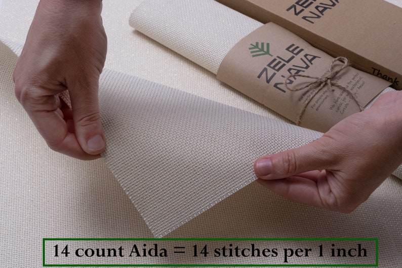 Zelenava/ Glitter Gold Aida Fabric 14 Count /gold Sparkle Aida Cloth ...