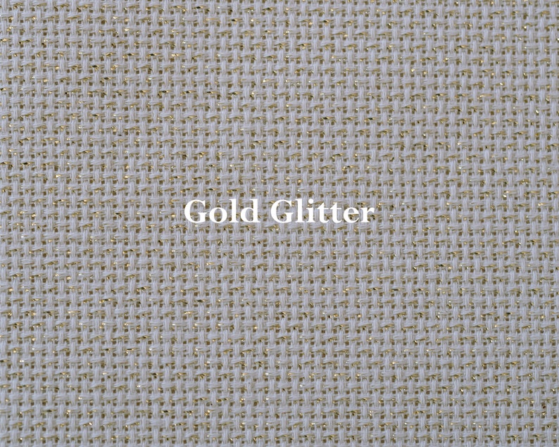 Zele Nava / 100% Cotton Sparkle Aida Fabric 14 Count / Gold and Silver ...