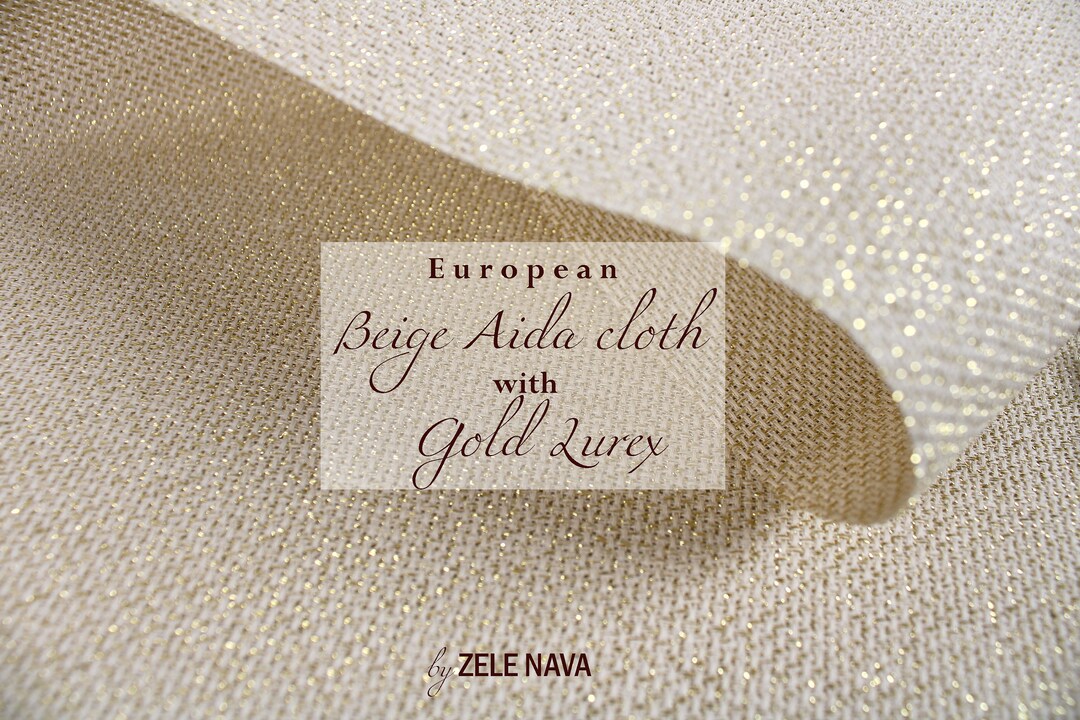 Zele Nava/ Gold Glitter Aida Fabric 14 Count / Gold Metallic Aida Cloth ...