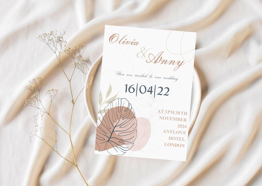 Boho Invitation Boho Digital Wedding Invitations Pampas Wedding ...