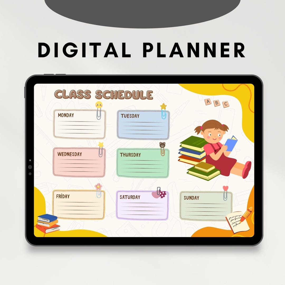 Editable School Schedule for Kids, School Supplies Theme, Printable ...