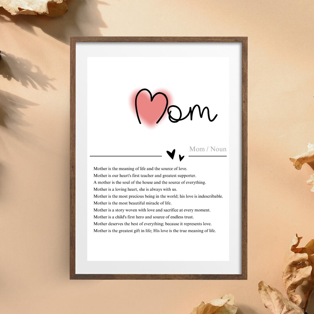 Mother's Day, Mom Definition, Printable Wall Art, Digital Download, Mom ...