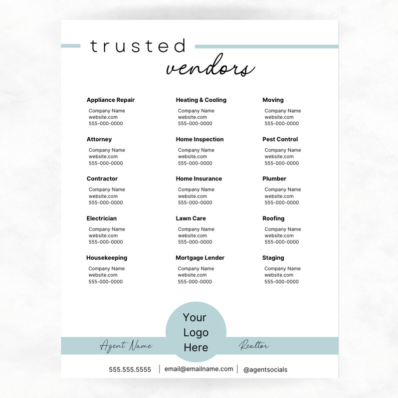 Trusted Vendor List Vendor List Template Real Estate Business Owners ...