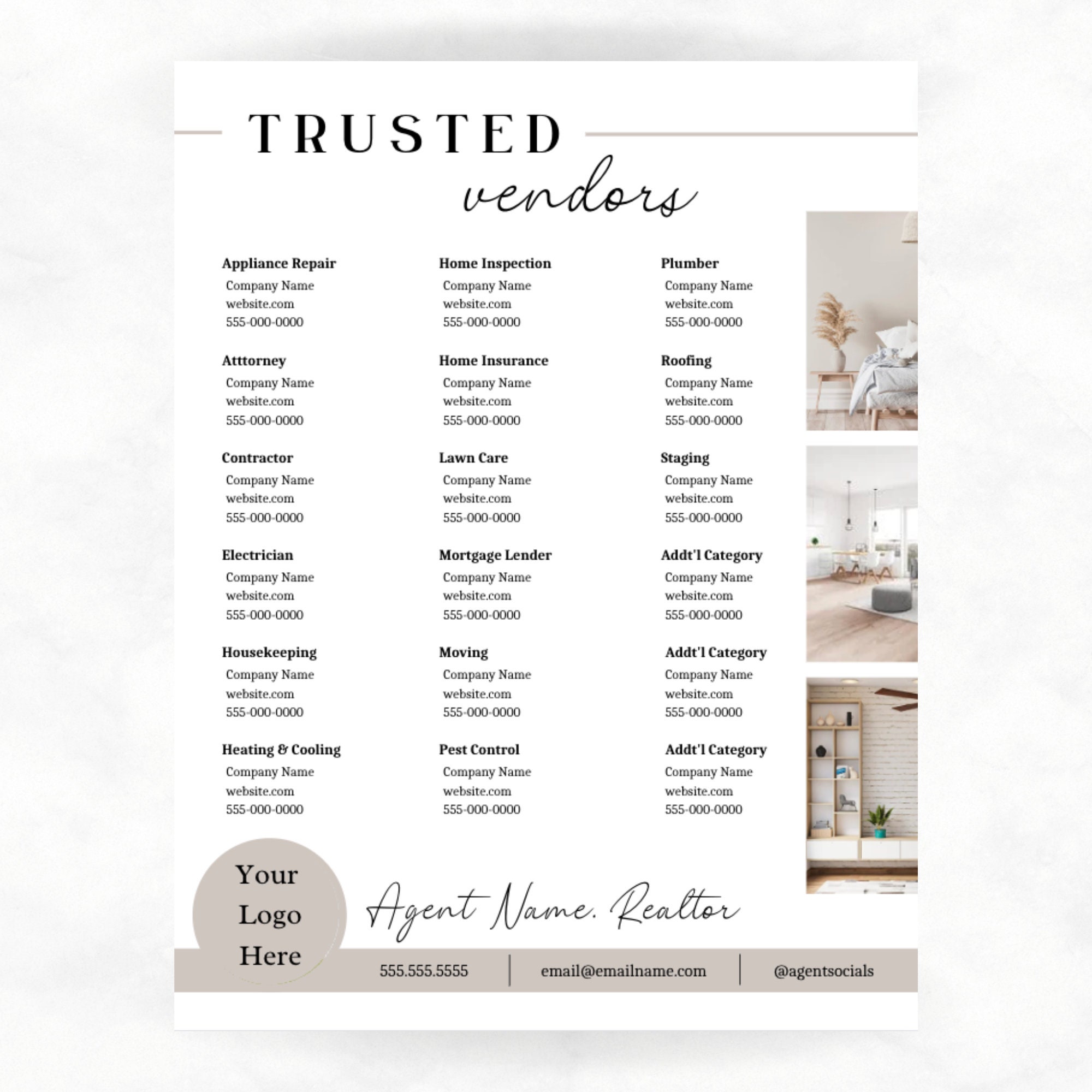 Trusted Vendor List | Vendor List Template | Real Estate | Business ...