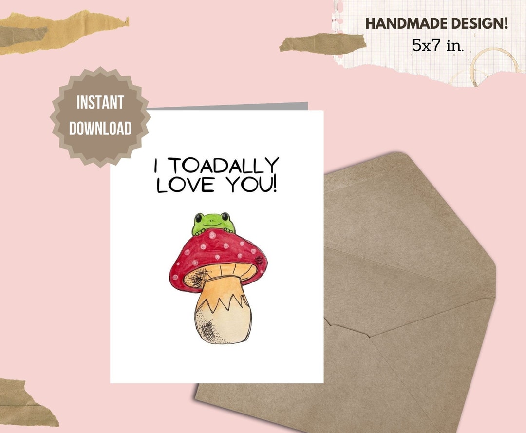 Printable Frog Greeting Card, Instant Download 5x7 In. Card, Frog on a ...