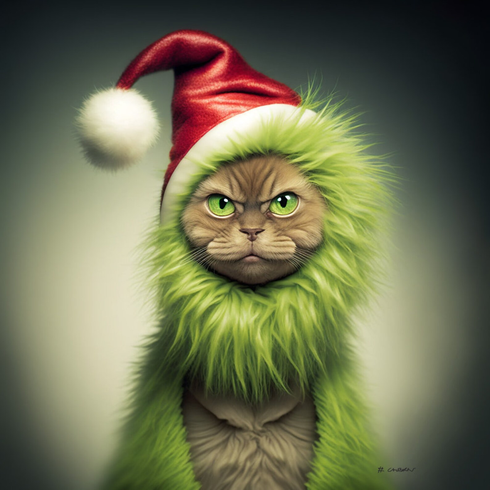 SET of 4, Grinch, Grinchy Cat Poster Print, Christmas Gift Printable ...