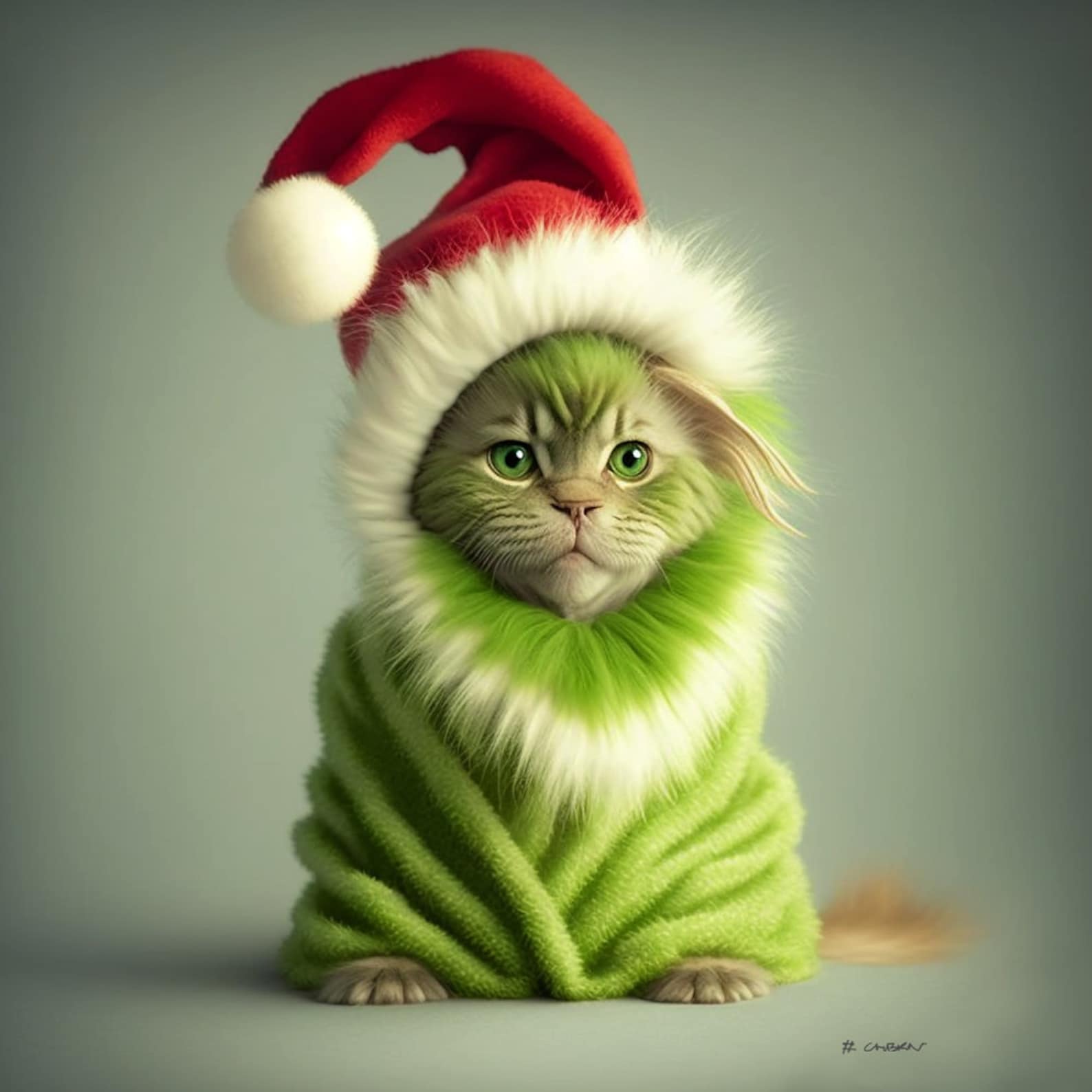 SET of 4, Grinch, Grinchy Cat Poster Print, Christmas Gift Printable ...