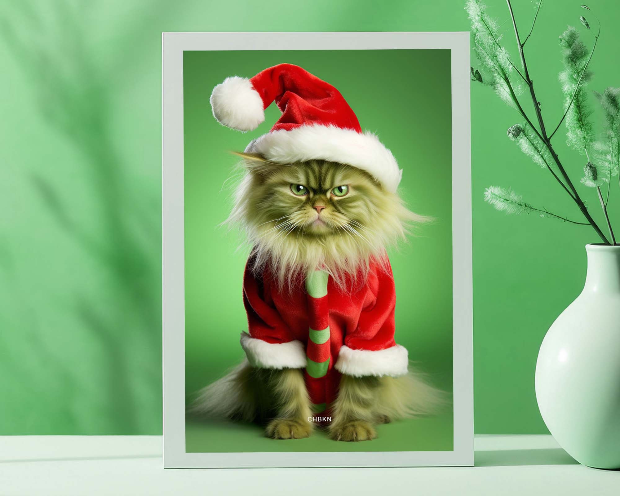 SET of 4, Grinch, Grinchy Cat Poster Print, Christmas Gift Printable ...