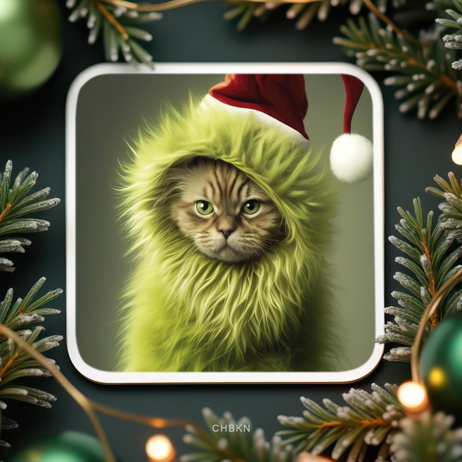 Grinch Cat Christmas Print: Funny Holiday Wall Art (digital Download ...