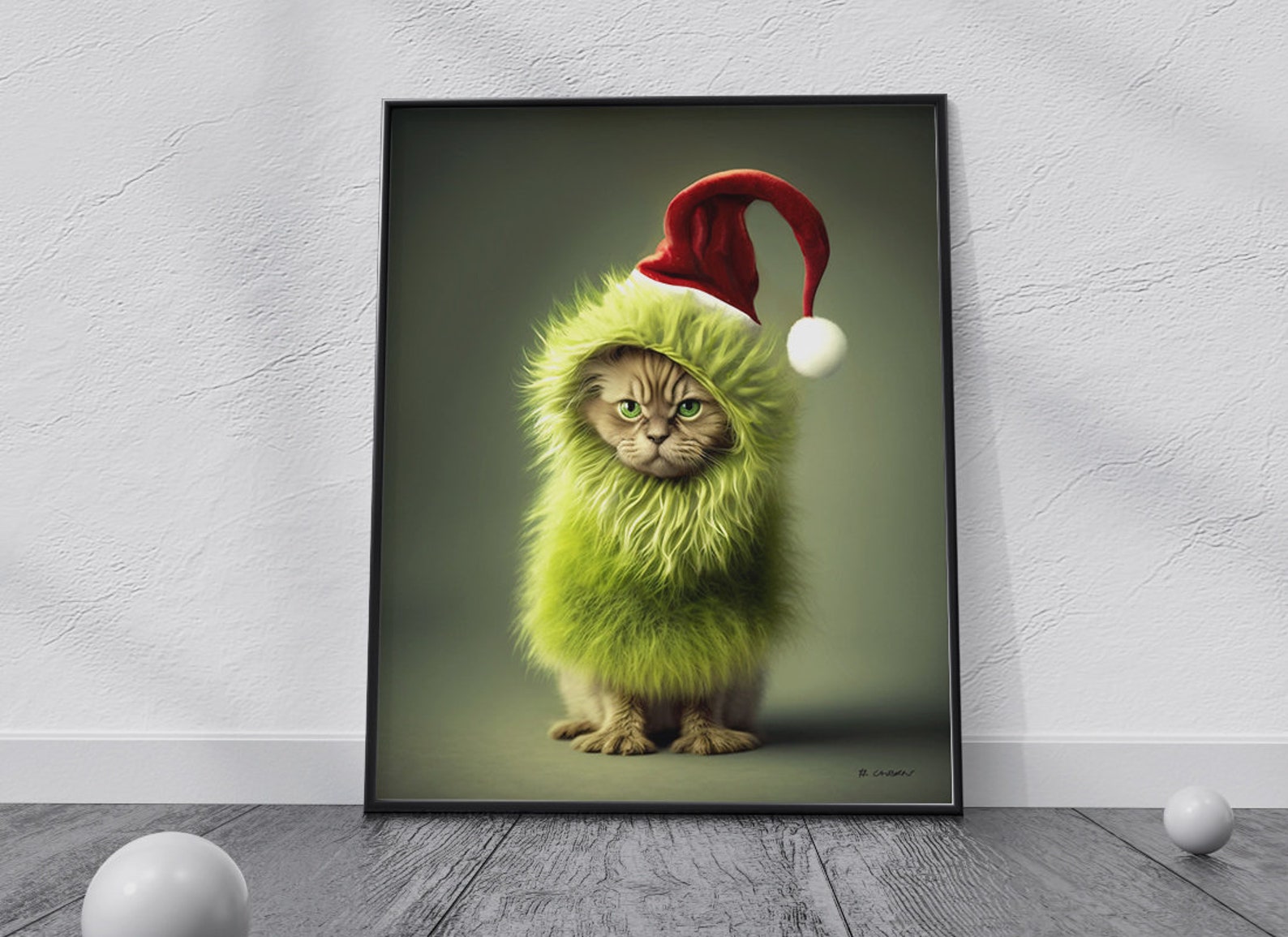 Grinch, Grinchy Cat Poster Print, Christmas Gift Printable Art, Cute ...