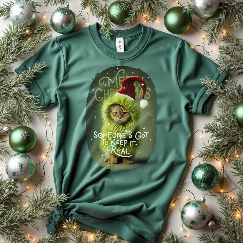 Grinch Cat Christmas Print: Funny Holiday Wall Art (digital Download ...