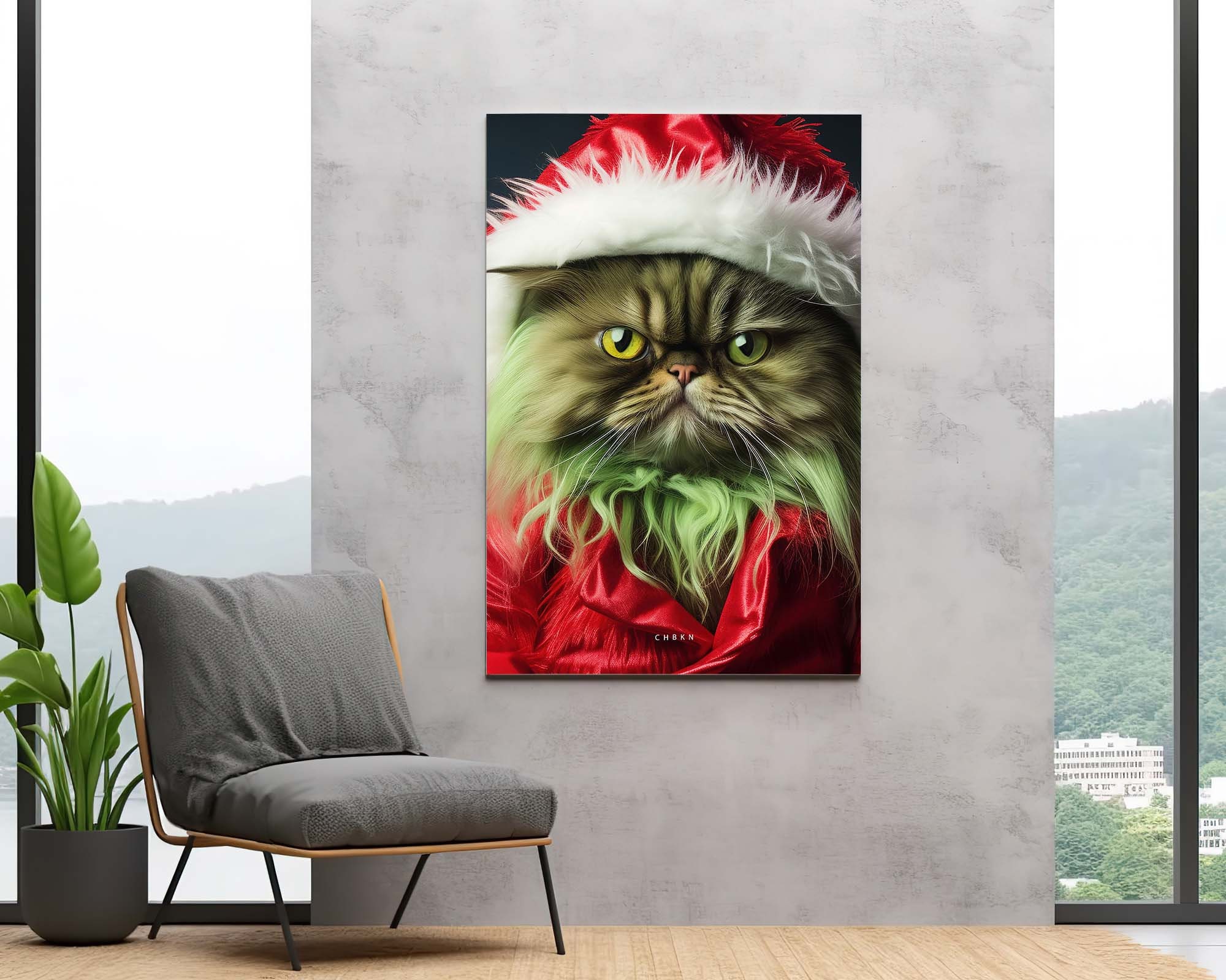 SET of 4, Grinch, Grinchy Cat Poster Print, Christmas Gift Printable ...