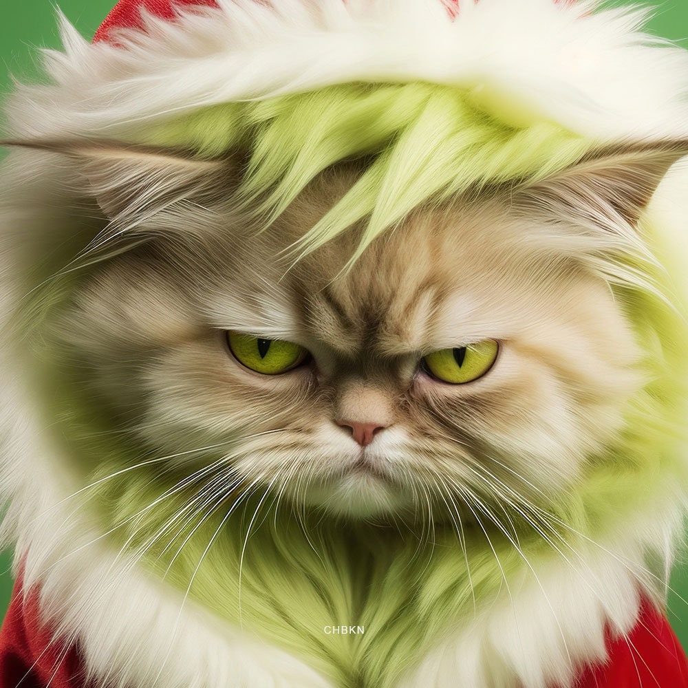 SET of 4, Grinch, Grinchy Cat Poster Print, Christmas Gift Printable ...