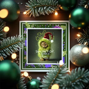 Grinch, Grinchy Cat Poster Print, Christmas Gift Printable Art, Cute ...