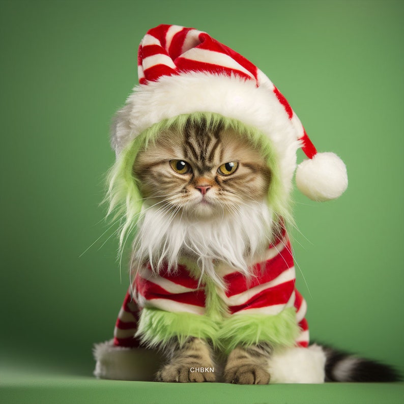 SET of 4, Grinch, Grinchy Cat Poster Print, Christmas Gift Printable ...